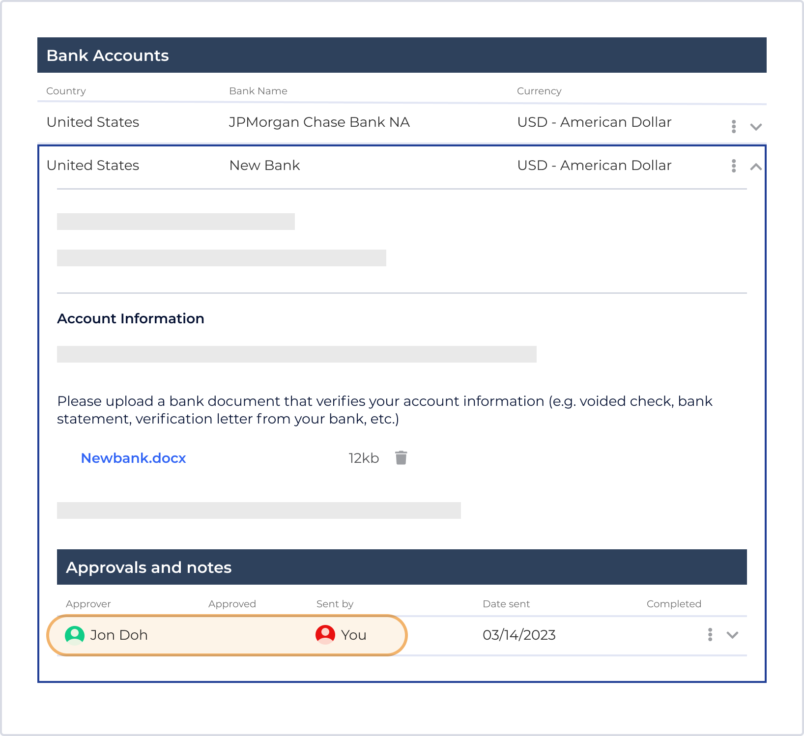 Steps to Update a Bank Account – Graphite Systems Knowledge Base